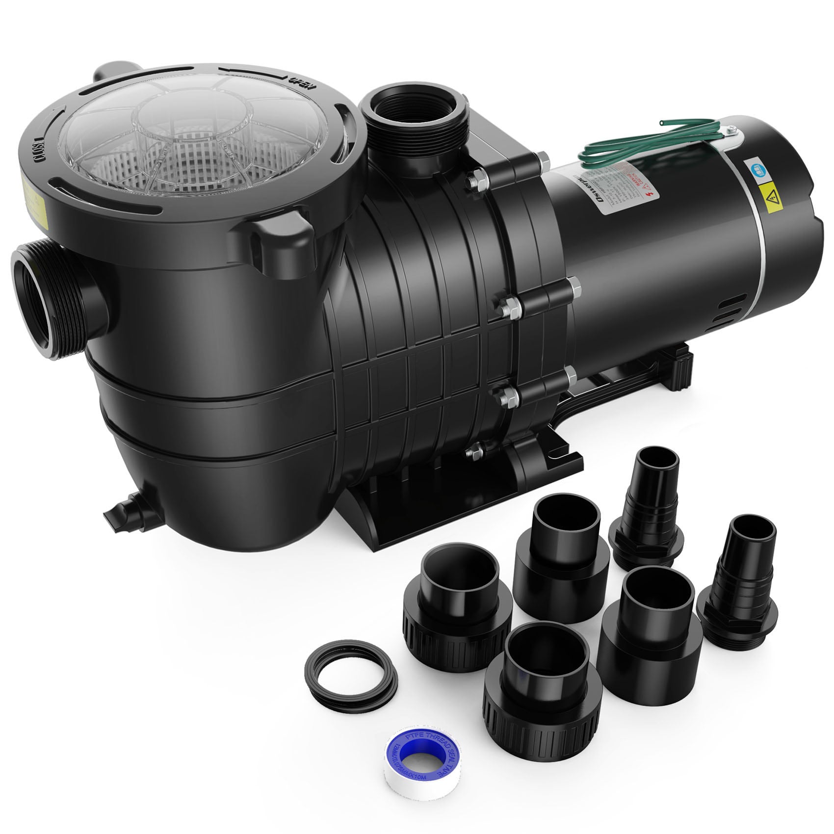 Oswerpon Pool Pump Above Ground/Inground, 1.5 HP 6600GPH Powerful ...